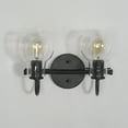 LNC 2-Light Black Round Clear Glass Modern Bathroom Vanity Lighting ...