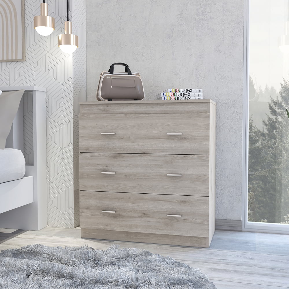 Modern 3 Drawer Dresser, Chest of Drawers with Storage, Wood Clothing ...