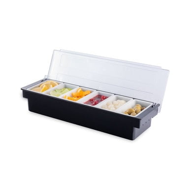 Bar Garnish Tray with Lid - Plastic - 6 Compartments barware Winco ...