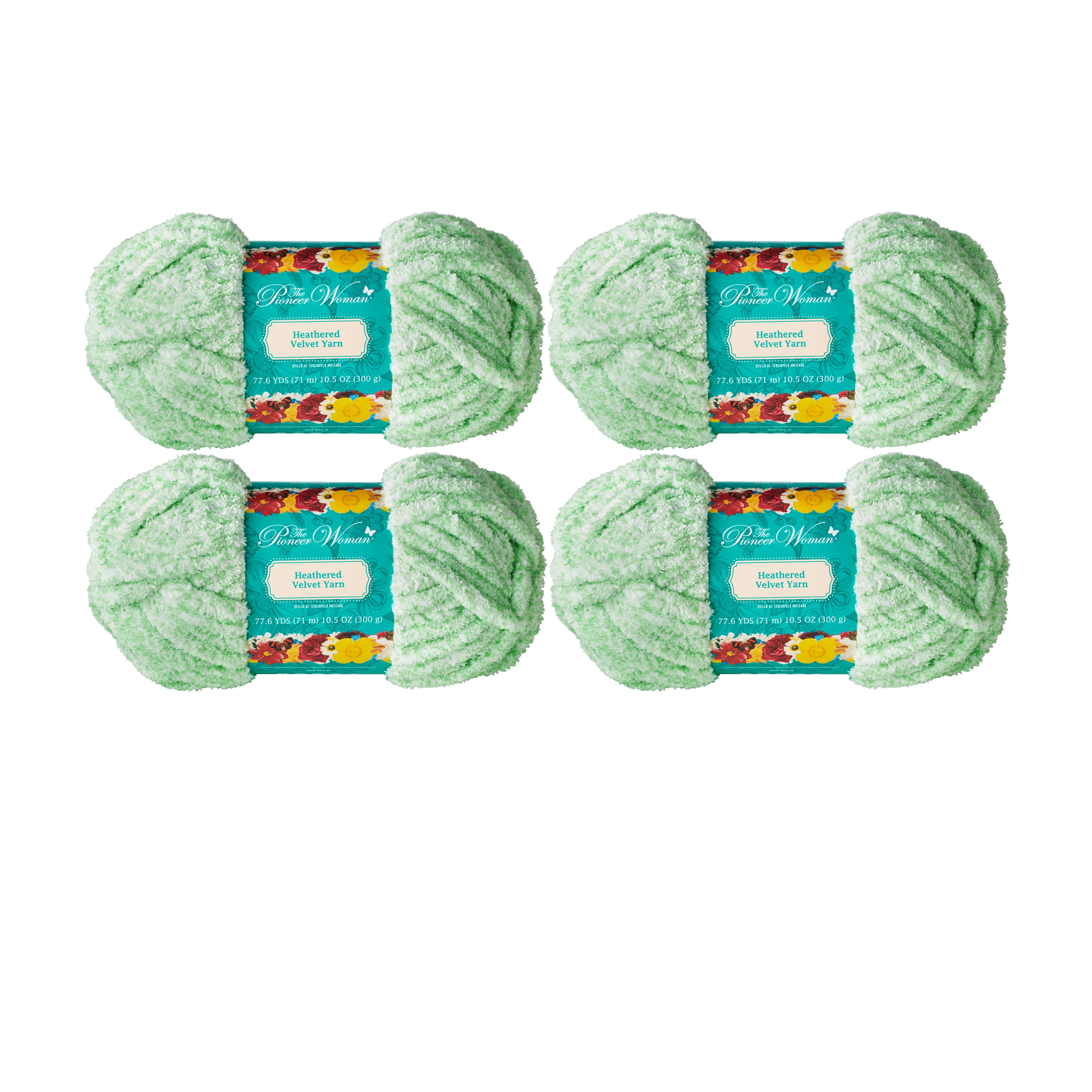 The Pioneer Woman Heathered Velvet Jadeite Yarn, 77.6 Yards, Pack of 4 ...