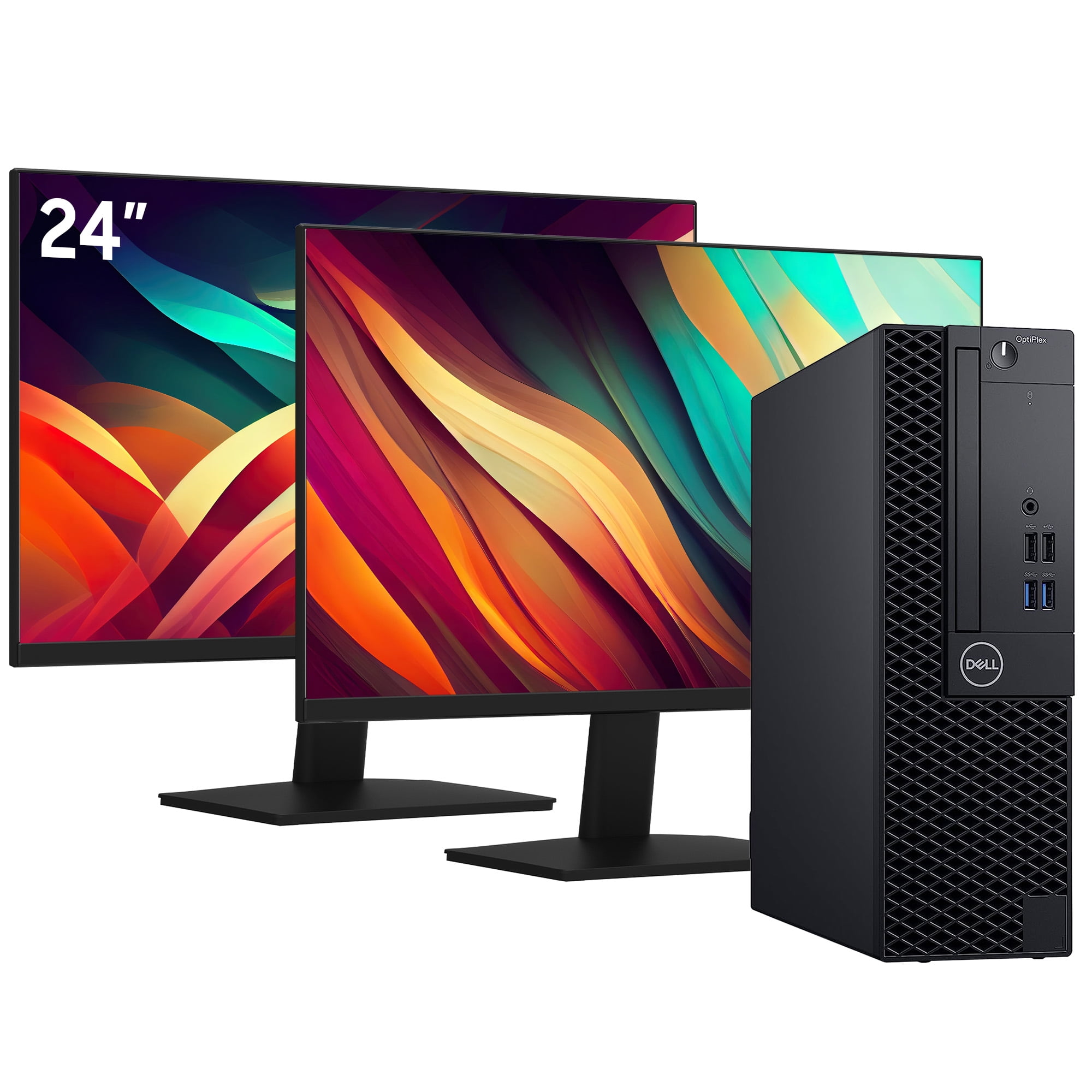 Powerfull Desktop PC Dell OptiPlex SFF Computer, New Dual 24inch FHD ...