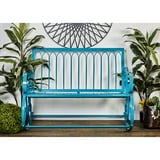 DecMode Metal Rocking Outdoor Bench, Teal - Walmart.com