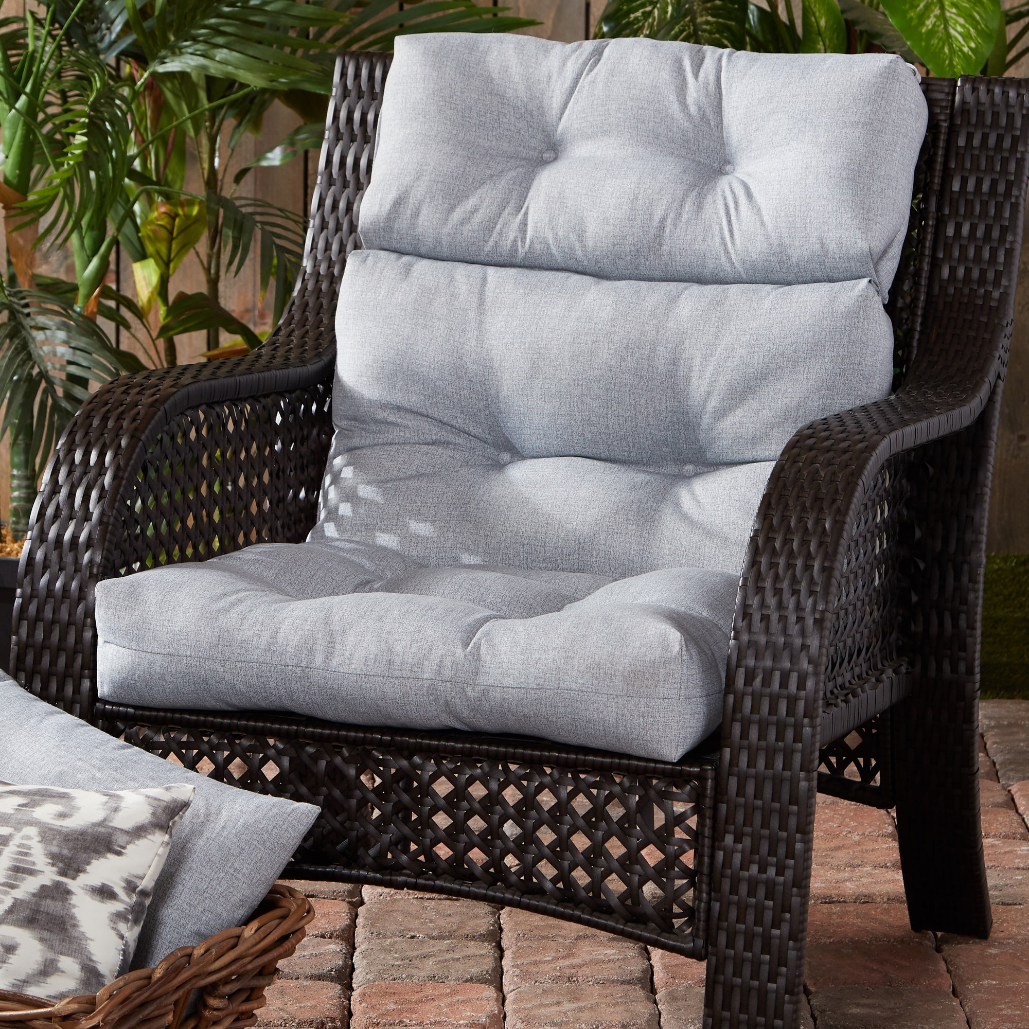Heather Gray Outdoor High Back Chair Cushion - Walmart.com