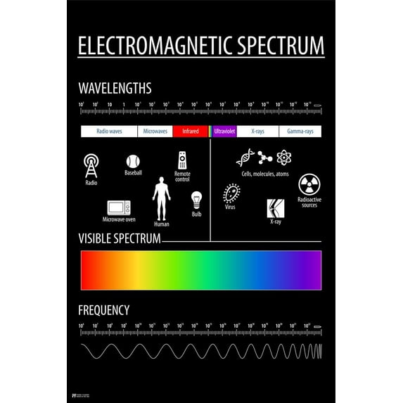 Electromagnetic Spectrum Chart Reference Science Physics Visible Light ...