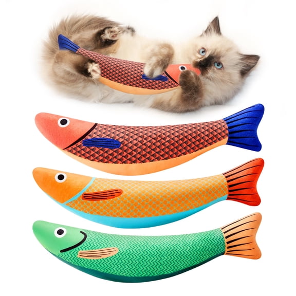 Cat Toys Saury Fish, 3 Pack Catnip Toys Crinkle Sound Soft and Durable ...