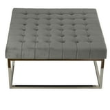 Cortesi Home Caroline Tufted Velvet Ottoman, Light Grey - Walmart.com