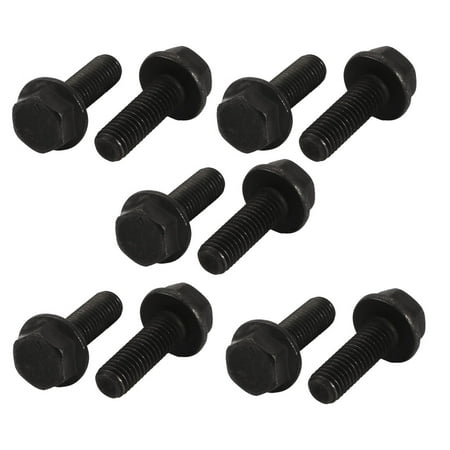 10pcs M8x25mm Fully Thread Carbon Steel Hex Non-Serrated Flange Bolts ...