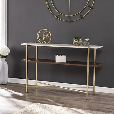 Southern Enterprises Ayrdel Modern Faux Marble 52" Console Table, Black ...