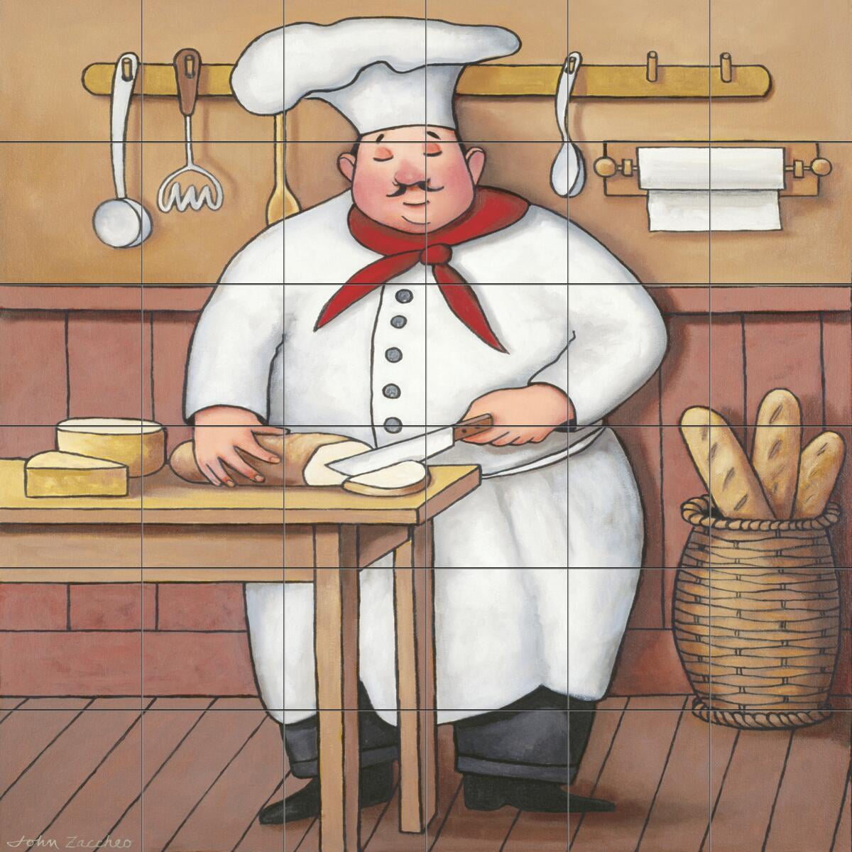 Tile Mural Kitchen Backsplash - Chef 4 - by John Zaccheo - Walmart.com