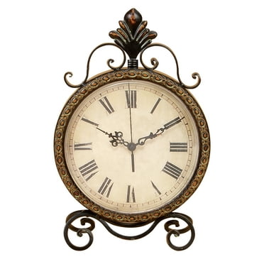 Battery Operated Silent Night Analog Table Clock, Vintage Retro Iron ...