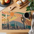 Abstract Color Sun Cotton Linen Placemats Set of 2, Cactus Mountain ...