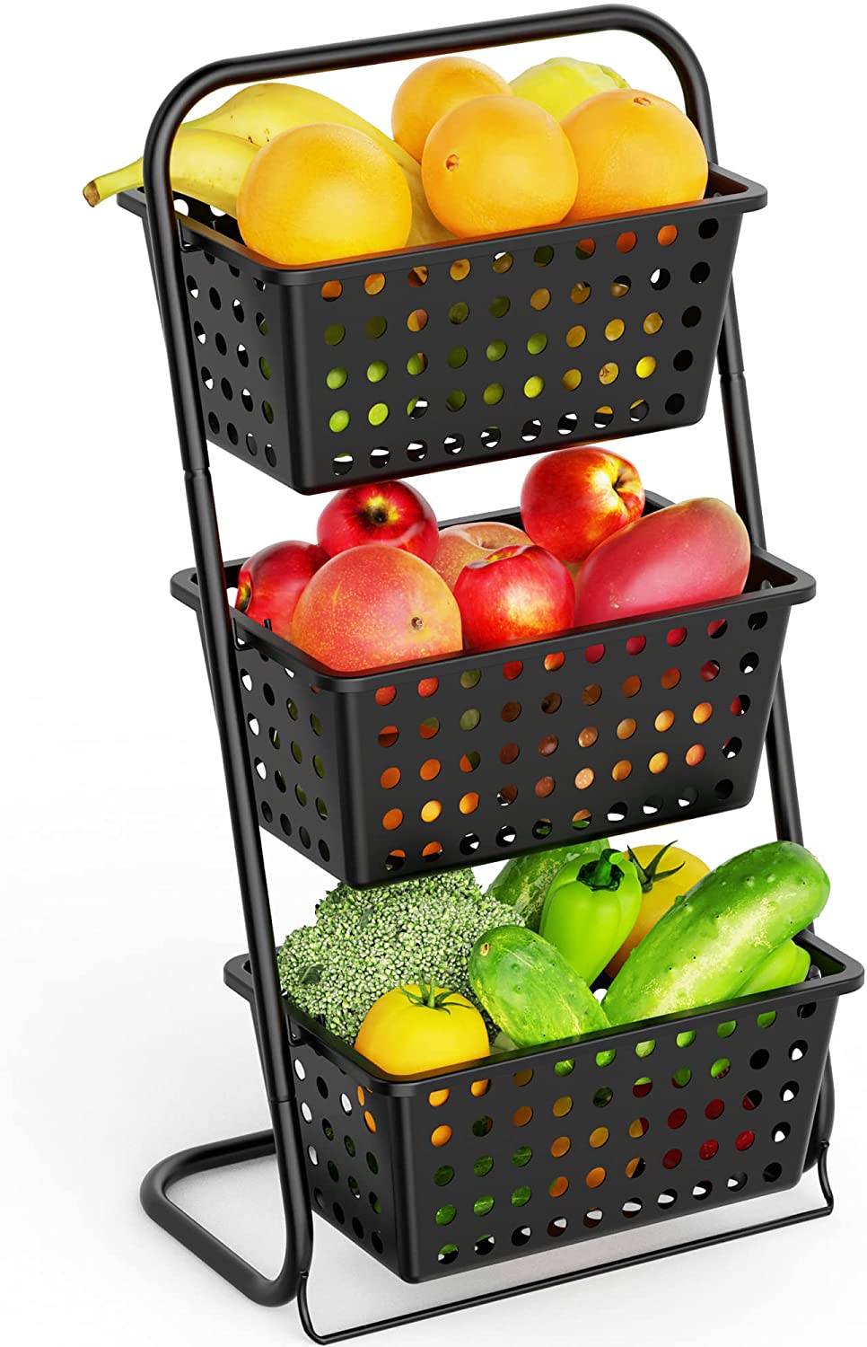 3 Tier Fruit Basket Stand, Countertop Fruit Storage Baskets Stand with ...
