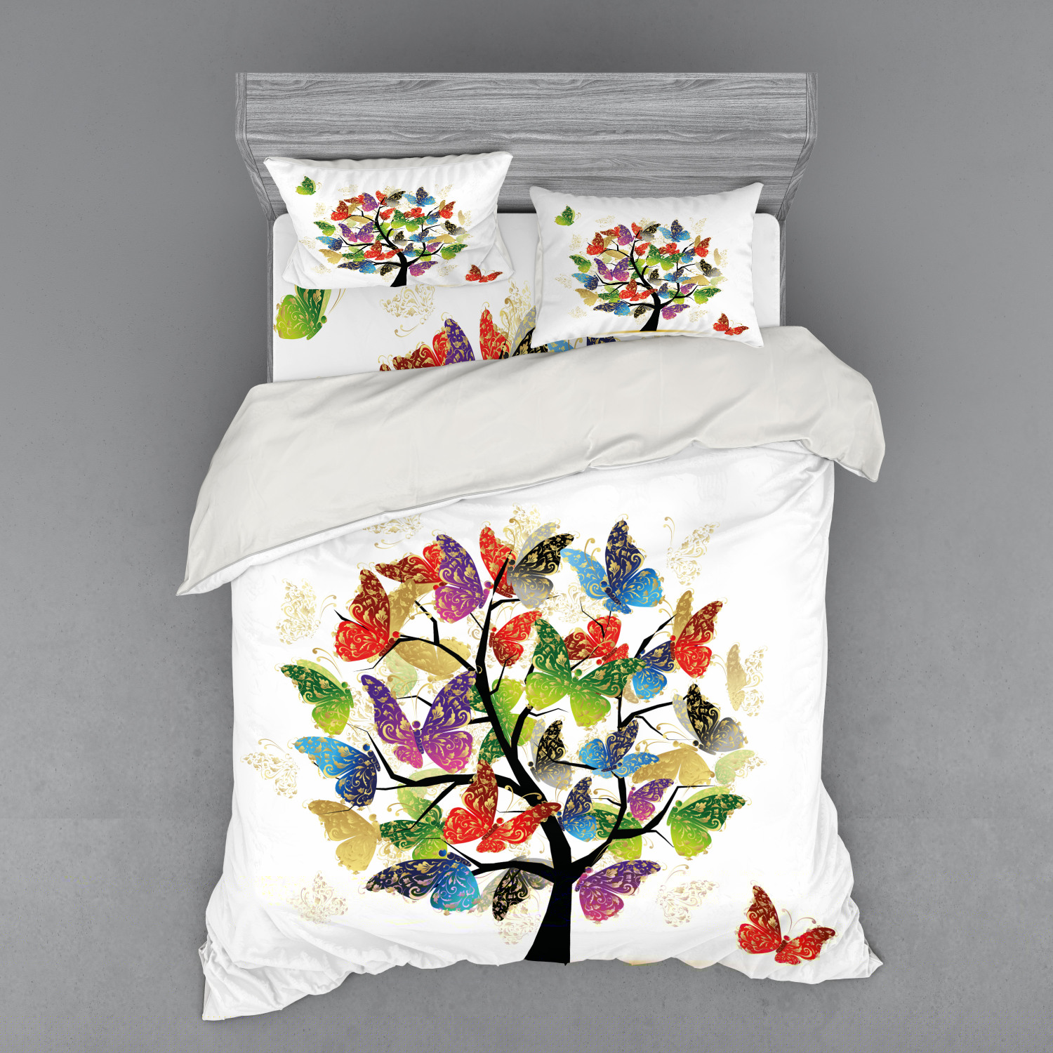Ambesonne Colorful Bedding Set 4 Pcs, Floral Butterfly Leaf, Queen ...