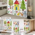 Bathroom Shower Curtain Cartoon Painting House Tree Waterproof Shower ...