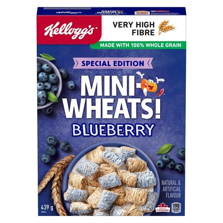 Kellogg's Mini-Wheats Cereal, Blueberry Flavour 439 g, Special Edition ...