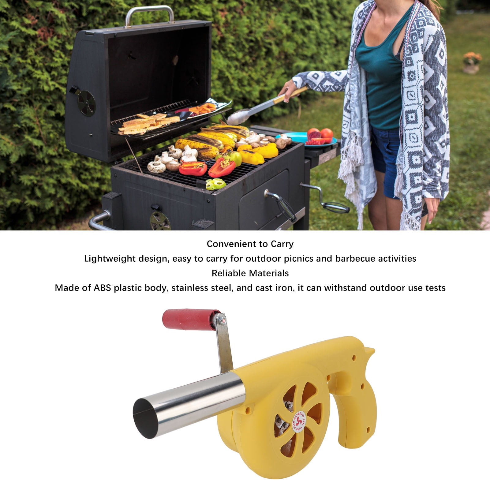 Bbq Fan Air Blower Outdoor Hand For Barbecue Picnic Manual Grill Fire ...