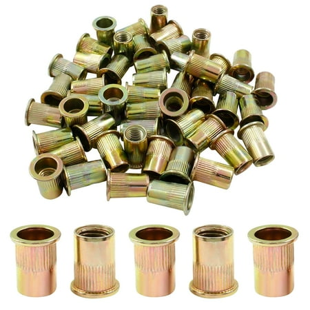 FYBTOF M8 Rivet Nuts, 50Pcs Zinc Plated Finish Stainless Steel Flat ...