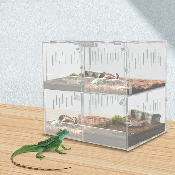 PawHut 30 Gallon Stackable Reptile Tank with Storage Cabinet, Top ...