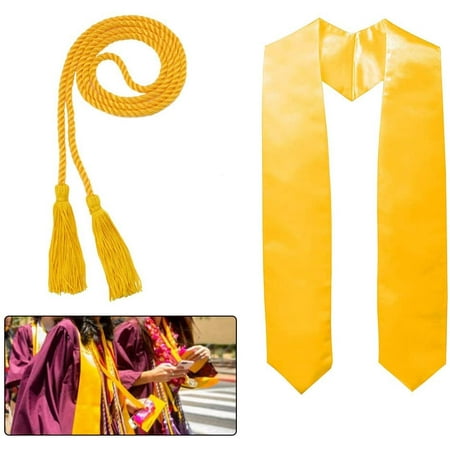 Graduation Stole, Unisex Adult Plain Satin Graduation Cords Stoles Sash ...
