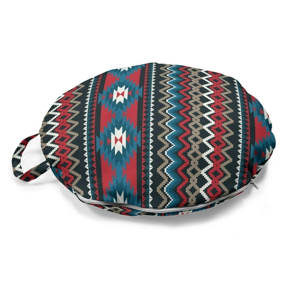 Antique Round Floor Cushion with Handle, Prehistoric Style Folkloric ...