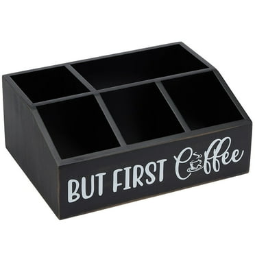 Oumilen Coffee Pod Storage Drawer Organizer with Wood Top, Metal Frame ...