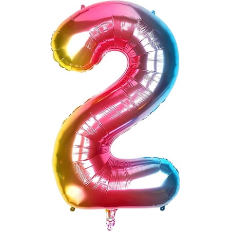 40 Inch Number Balloons Rainbow 2, Number Balloons Rainbow Helium ...