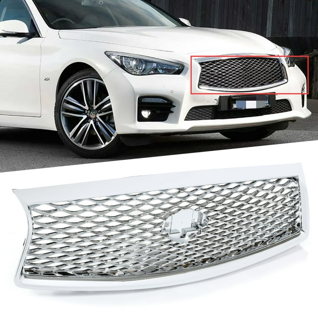 Kojem Chrome Front Bumper Center Grille Grill for 14-17 Infiniti Q50 ...