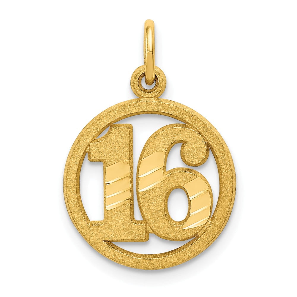FB Jewels 14K Yellow Gold #16 in A Circle Pendant - Walmart.com