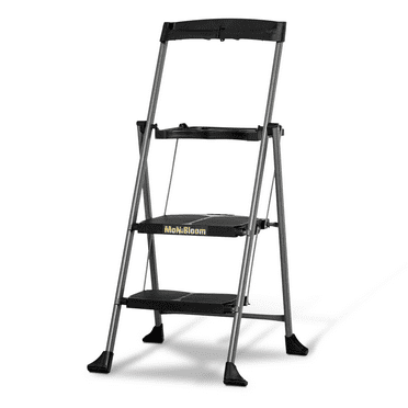 LivingSURE Extra Wide Step Stool with Handle, 20” x 15.6” x 38.4 ...