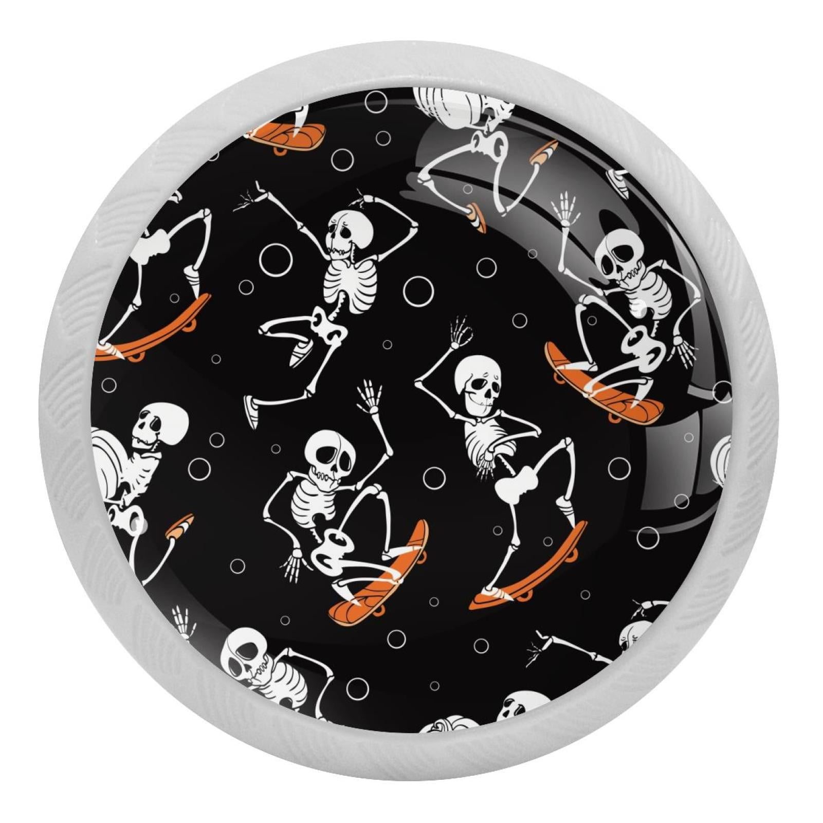 4PCS Round Jumping Skeletons Haloween Cabinet Fluorescence Knob Glowing ...