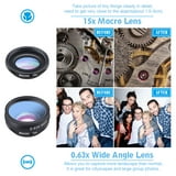 APEXEL 10-Piece Phone Camera Lens Kit: 0.63X Wide Angle, 15X Macro, 198 ...