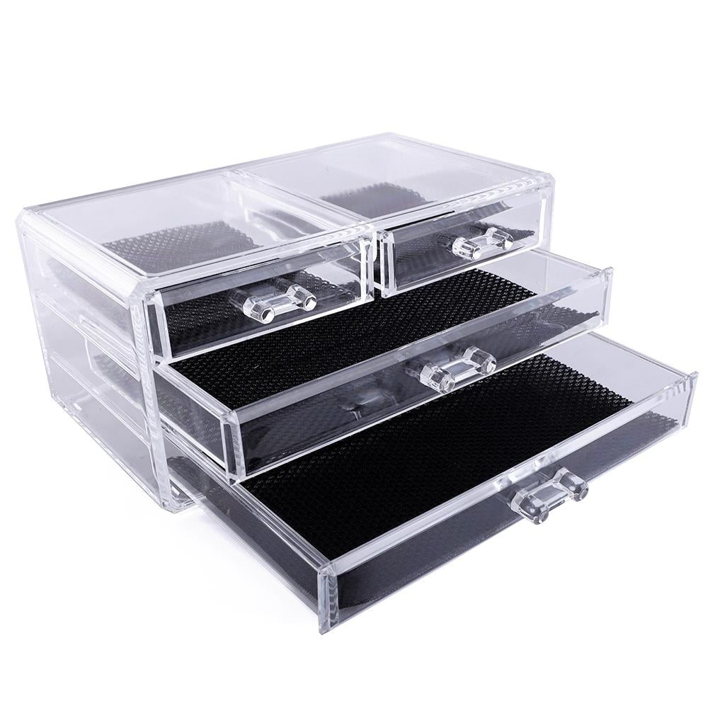 Ktaxon Acrylic Makeup Case Cosmetics Organizer Small & Large Drawer ...