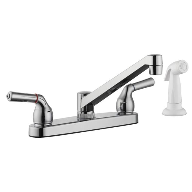 Classic Two Handle Chrome Kitchen Faucet with Side Sprayer Included ...