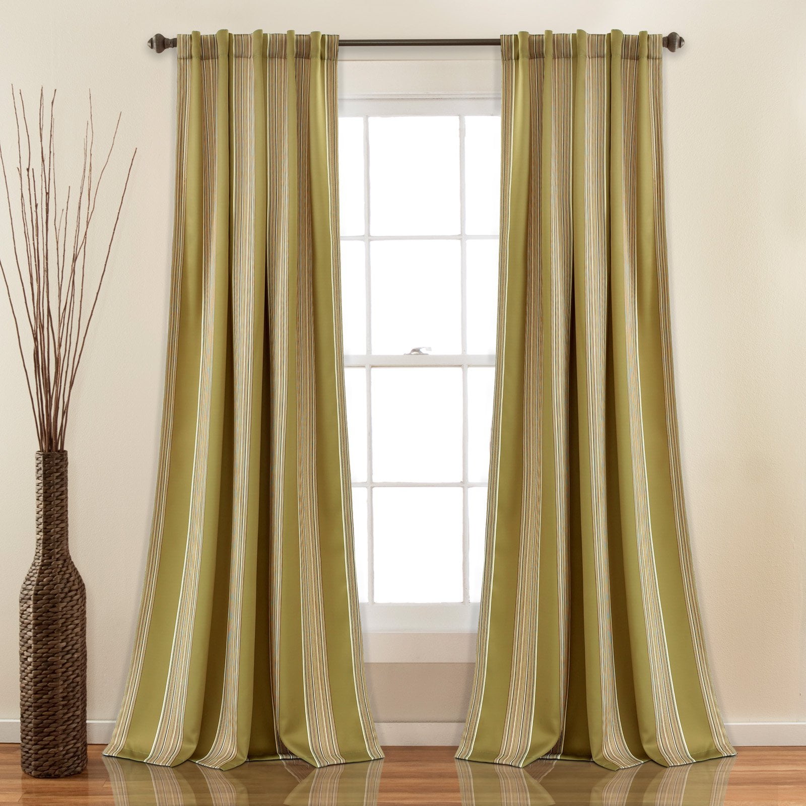 Julia Stripe Room Darkening Window Curtain Set - Walmart.com - Walmart.com