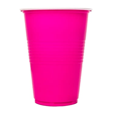 Way to Celebrate! Hot Pink Plastic Disposable Cups, 16 fl oz, 18ct ...