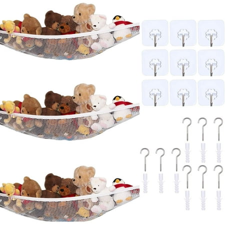 3 Pieces Stuffed Animal Hammocks Stuffed Toy Storage Hammock Nets Jumbo ...