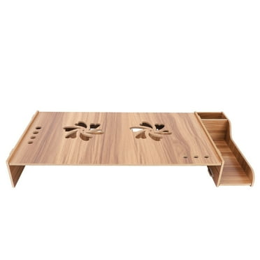 Navaris Wood Monitor Stand Riser - Computer Desk Organizer Desktop Dock ...