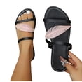 Bkhluea Women Leaf Rhinestone Dual Strap Flat Slide Sandals Comfort ...