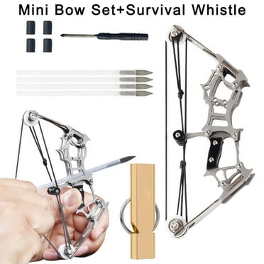 SHARROW Mini Bow Stainless Steel Compound Bow Toy Bow and Arrows Set ...