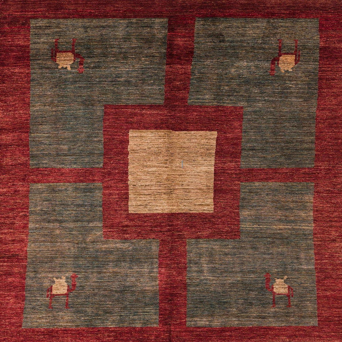 Ahgly Company Indoor Square Abstract Red Abstract Area Rugs, 5' Square ...