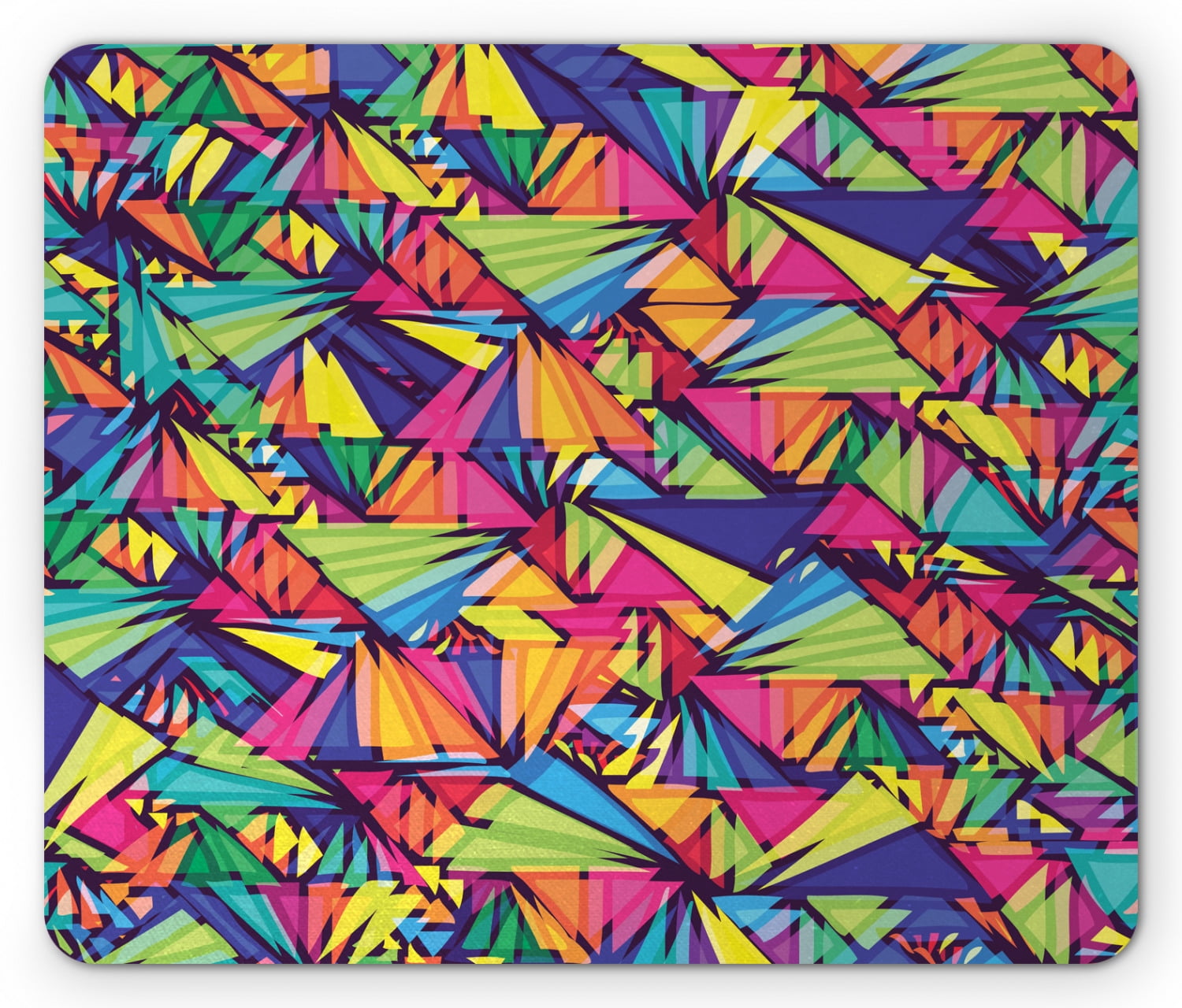 Indie Mouse Pad, Geometrical Hipster Pattern with Triangles Vibrant ...