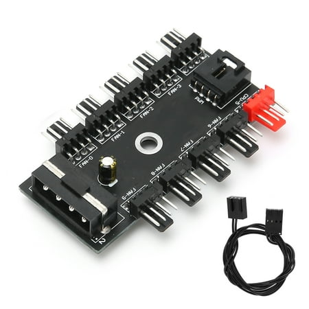 Fans Cable Converter, PWM 4 Pin Fan Hub Easy Connection 10 Ports For ...