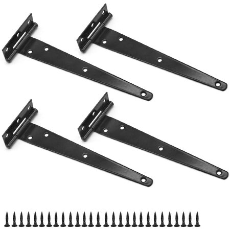 HUSERYT 4 Pieces T-Hinges 8 Inch Black Metal Door Hinges Heavy Duty ...