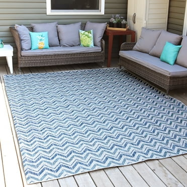 Sunnydaze Indoor/Outdoor Patio Area Rug - Chevron Dreams - 8' x 10' 9 ...