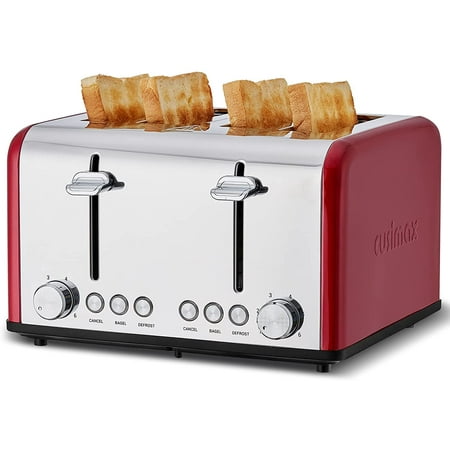 Toaster 4 Slice, Stainless Steel Toaster, Bread Toasters 4 Extra Wide ...