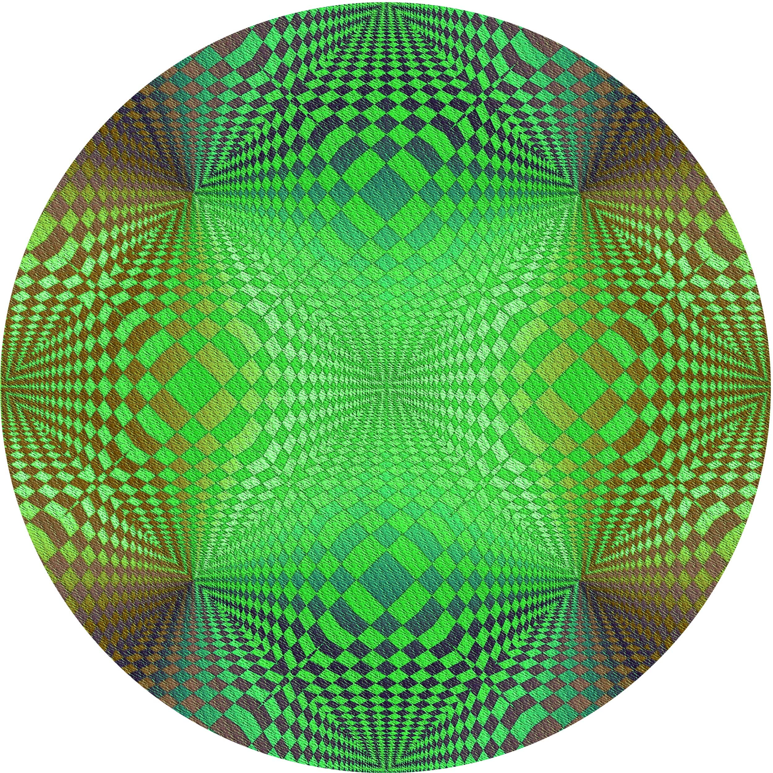 Ahgly Company Indoor Round Patterned Neon Green Area Rugs, 5' Round ...