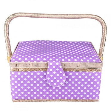 Tebru Handmade Sewing Basket with Thread Needle Organizer, Double-layer ...