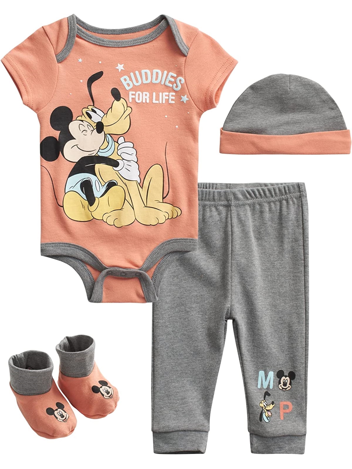 Disney Baby Boys' Mickey Mouse and Pluto 4 Piece Layette Set, Sizes 0 ...