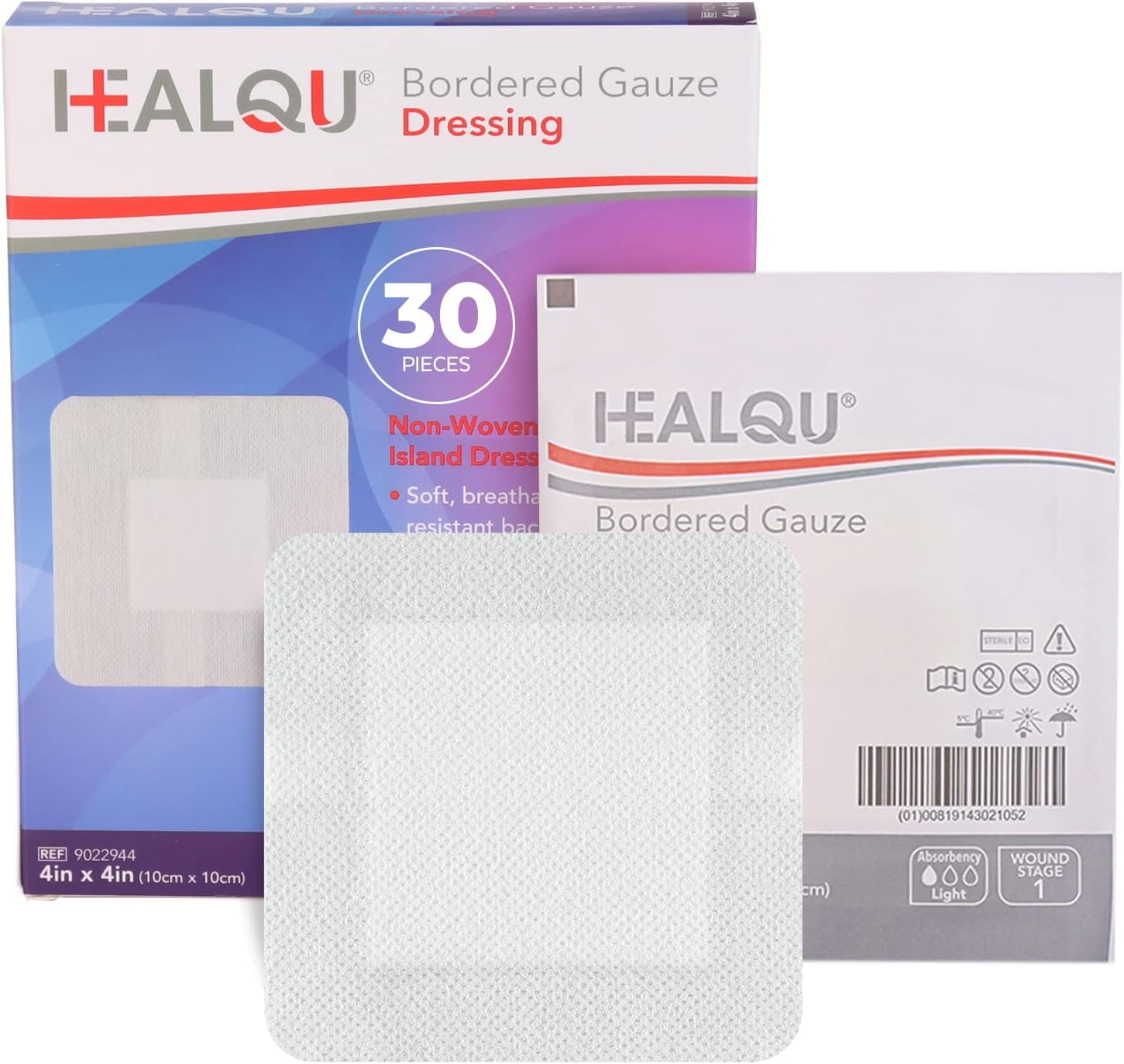 HealQu 9022944-30 Alginate Dressing 4 in. x 4 in. (Box of 30) - Walmart.com