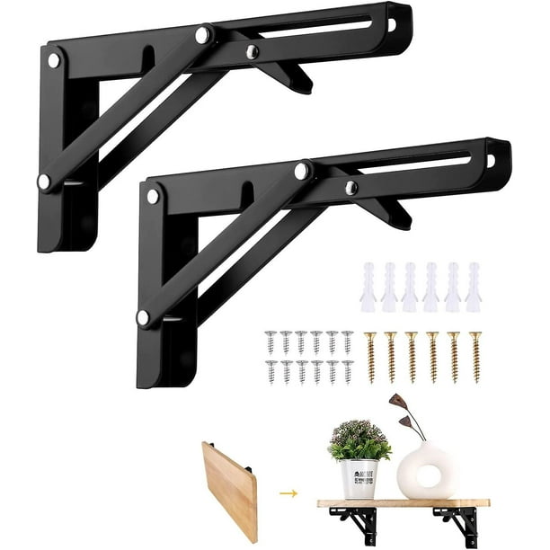 Folding Bracket 200mm, 2 Pieces Black Folding Console Bracket, Folding ...